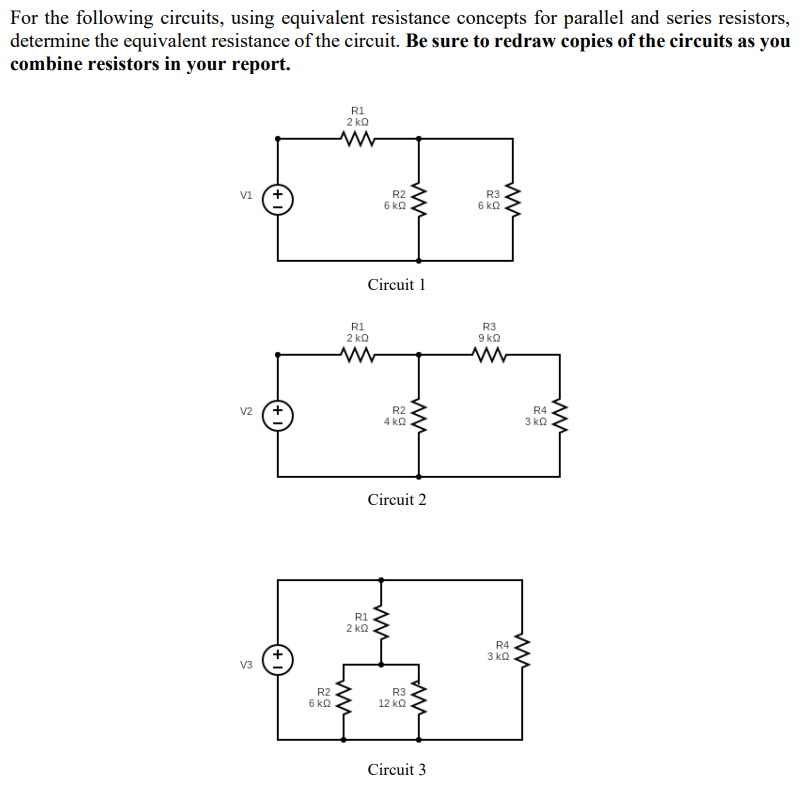 Solved For the following circuits, using equivalent | Chegg.com