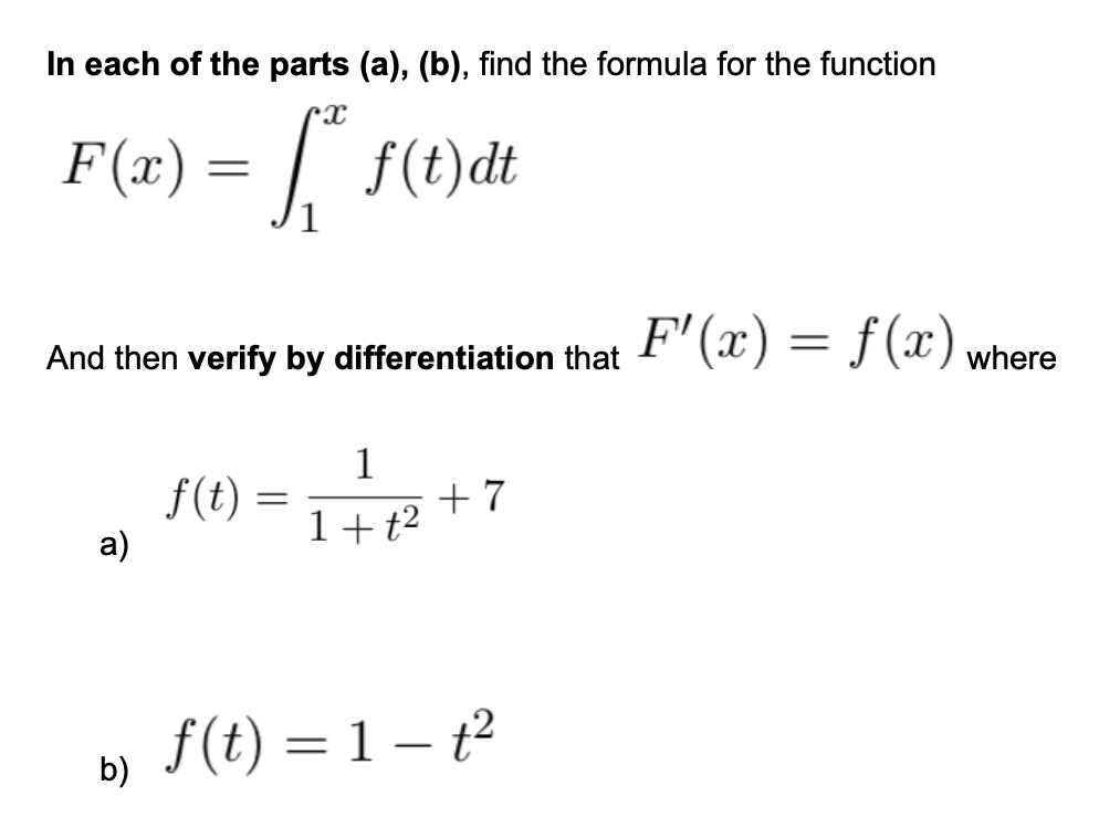 Solved In each of the parts (a), (b), find the formula for | Chegg.com
