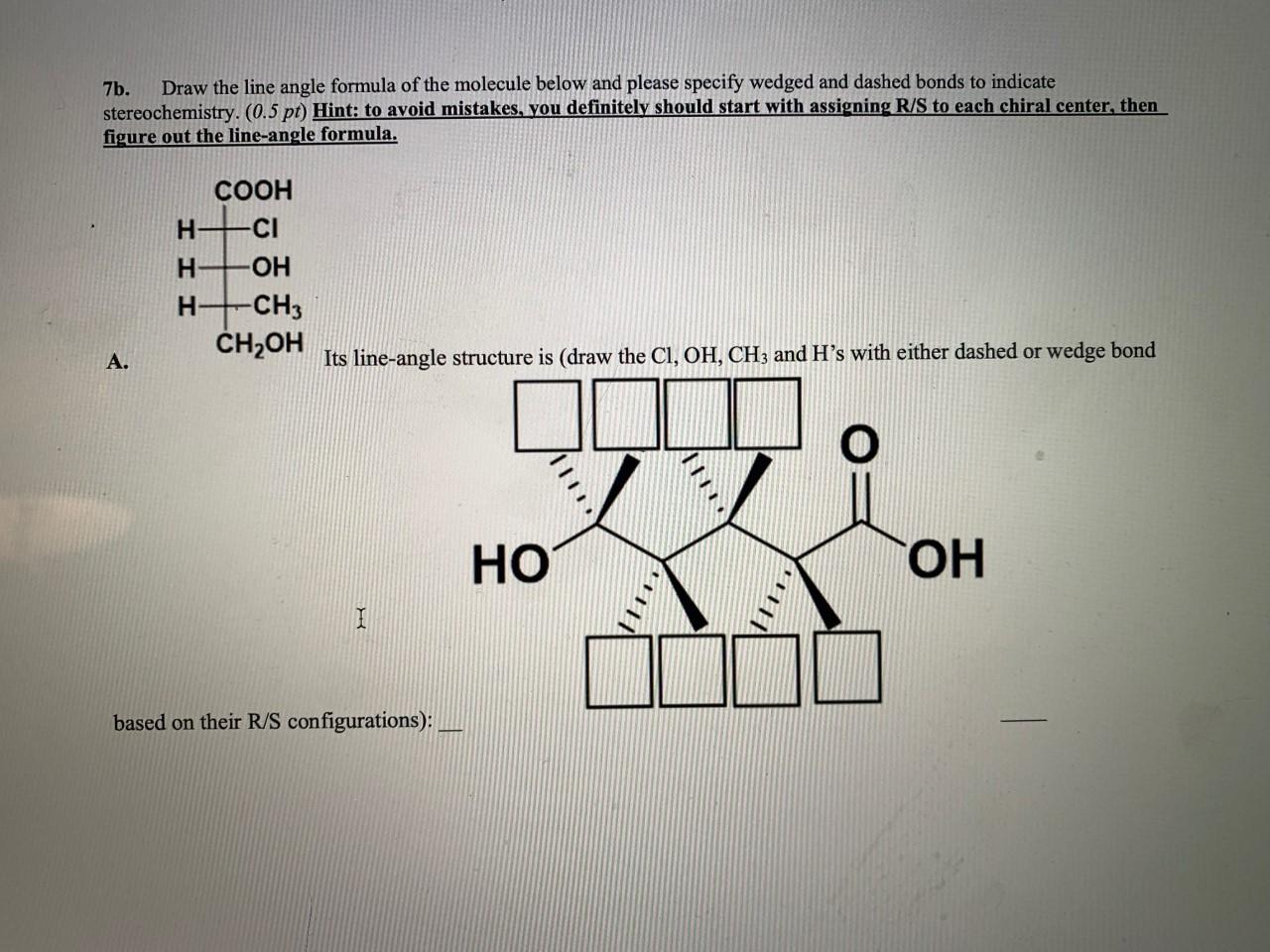 Solved 7b. Draw the line angle formula of the molecule below | Chegg.com