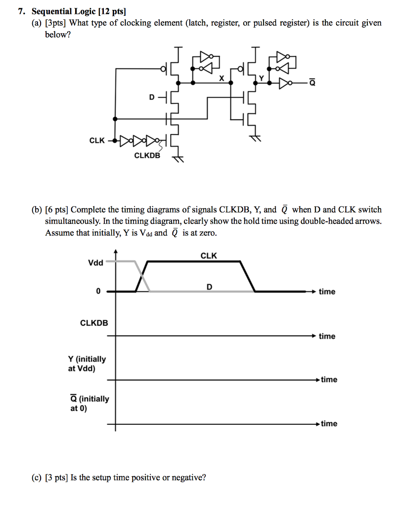 Solved 7. Sequential Logic [12 pts] (a) [3pts] What type of | Chegg.com