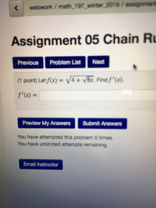 Solved webwork/math 197 winter 2019/ assignmant Assignment | Chegg.com Solved webwork/math 197 winter 2019/ assignmant Assignment | Chegg.com
