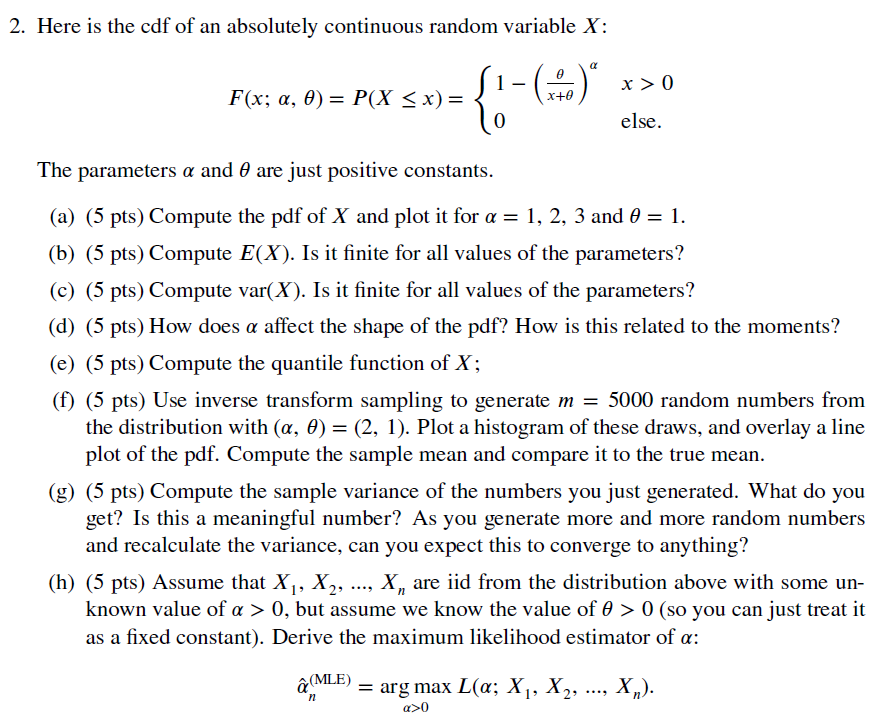 Solved 2. Here is the cdf of an absolutely continuous random | Chegg.com