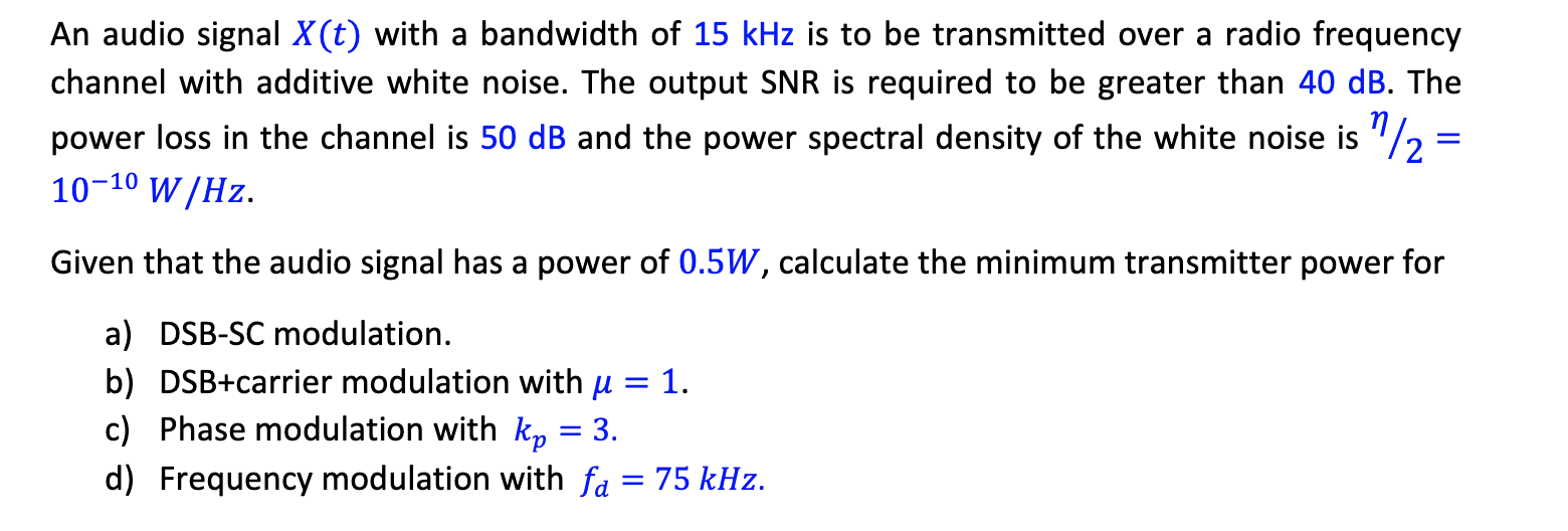 Solved An audio signal X(t) with a bandwidth of 15kHz is to | Chegg.com