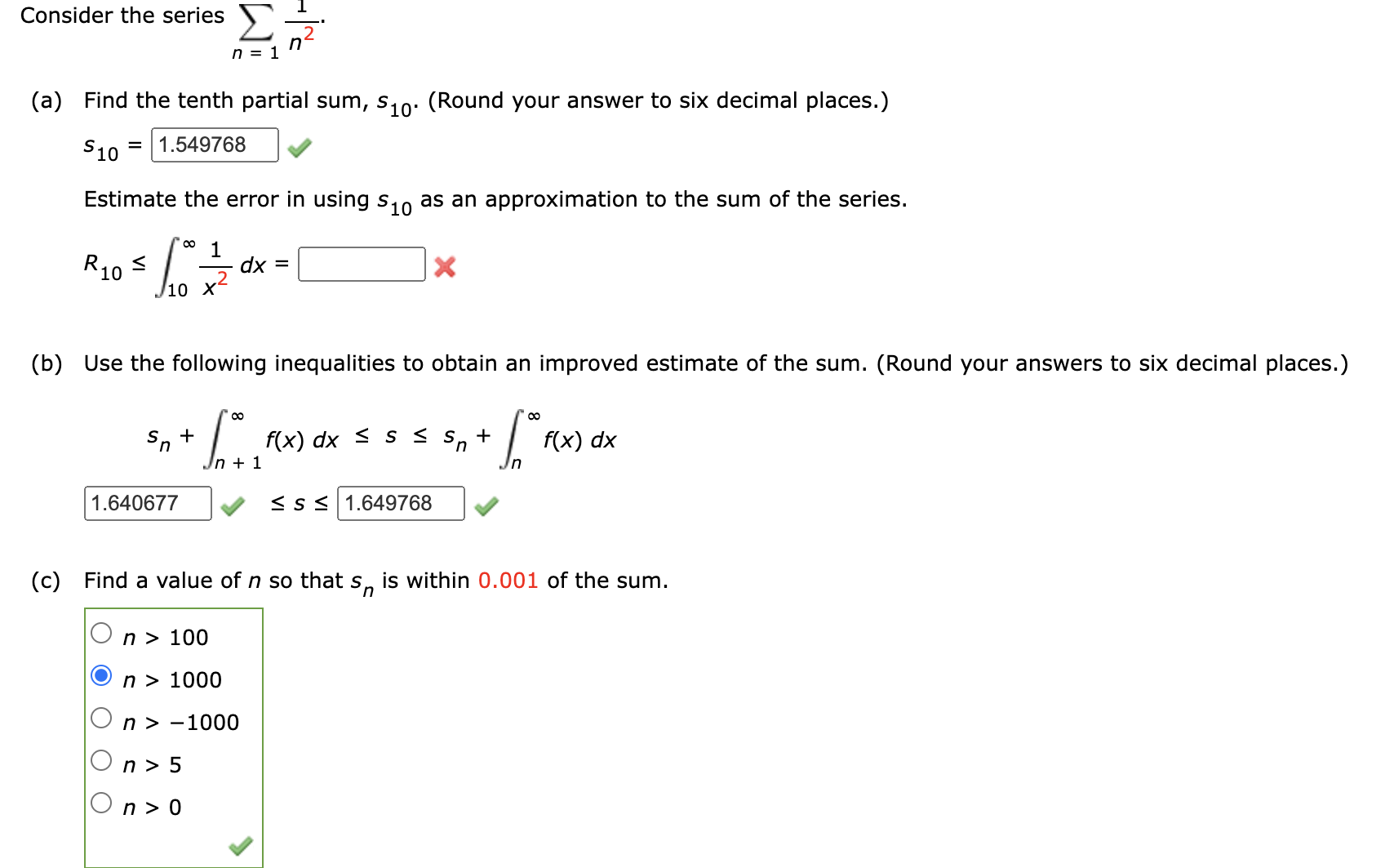 Solved Consider the series ∑n=1n21. (a) Find the tenth | Chegg.com