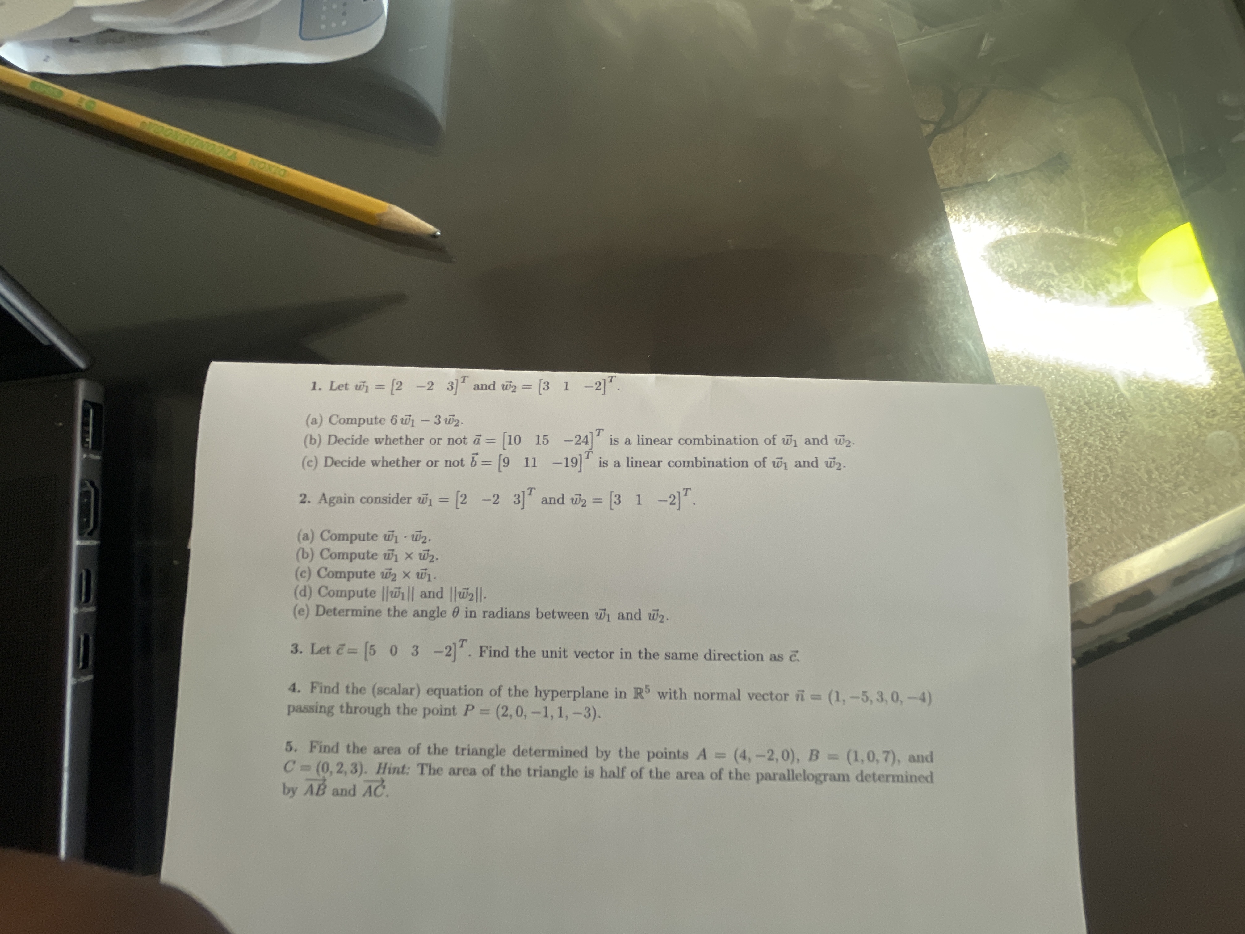 Solved 1. Let w1=[2−23]T and w2=[31−2]T. (a) Compute | Chegg.com