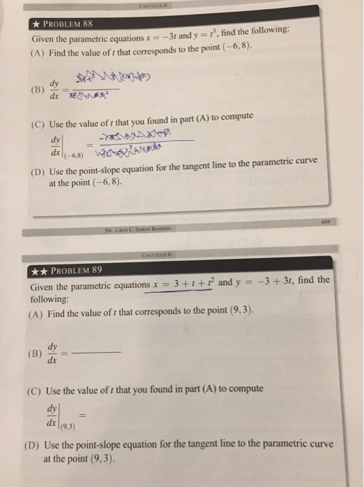 Solved ?근 ★★★ PROBLEM 90 e following Given the parametric | Chegg.com