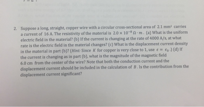 Solved Suppose a long, straight, copper wire with a circular | Chegg.com