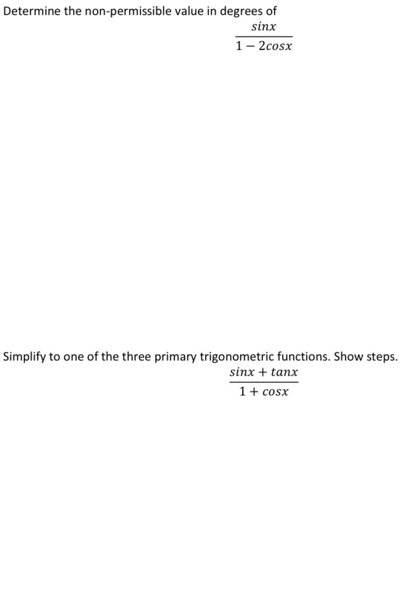 Solved Determine the non-permissible value in degrees of | Chegg.com