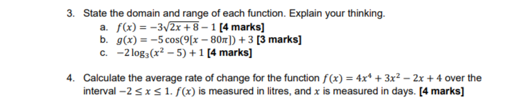Solved 3. State the domain and range of each function. | Chegg.com