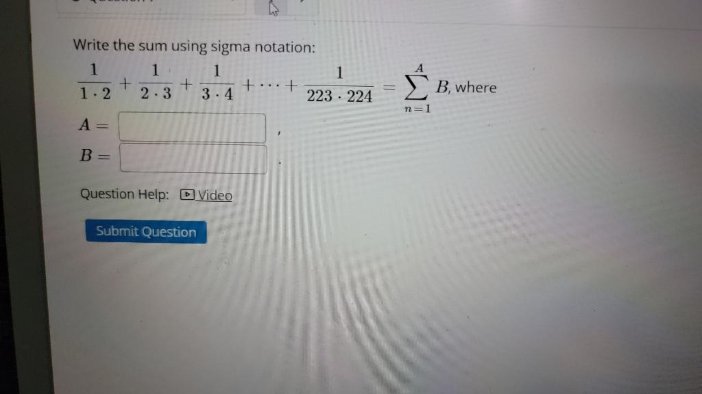 Solved Write the sum using sigma notation: | Chegg.com