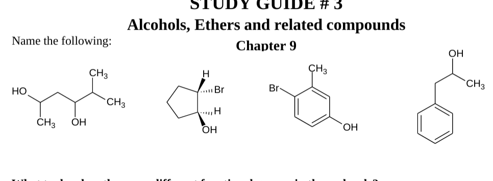 Solved Alcohols, Ethers and related compounds Name the | Chegg.com