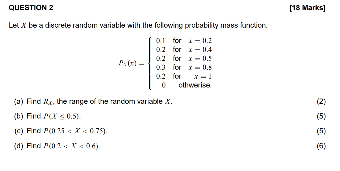Solved Let X be a discrete random variable with the | Chegg.com