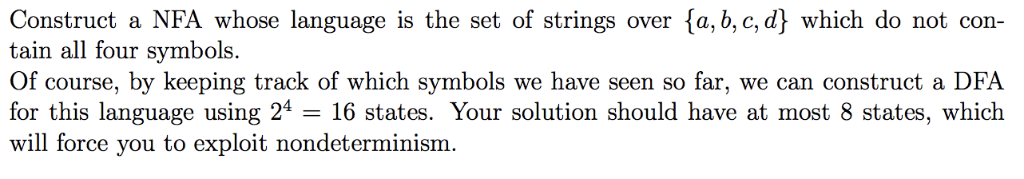 Solved Construct a NFA whose language is the set of strings | Chegg.com