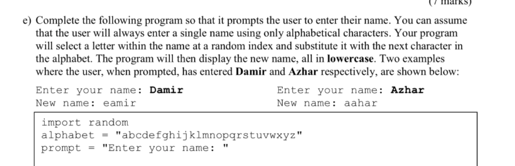 Solved 7ttafrs E Complete Following Program Prompts User Enter Name Assume User Always Enter 