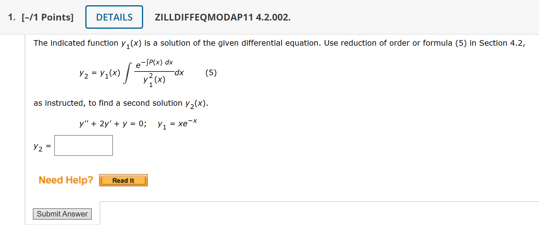 Solved -/1 Points] ZILLDIFFEQMODAP11 4.2.002. The indicated | Chegg.com