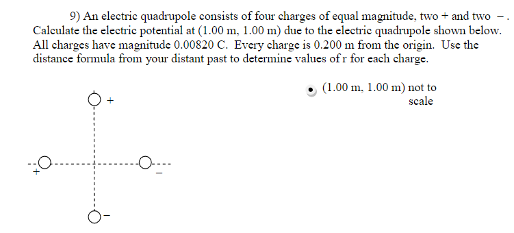 Solved 9) An electric quadrupole consists of four charges of | Chegg.com