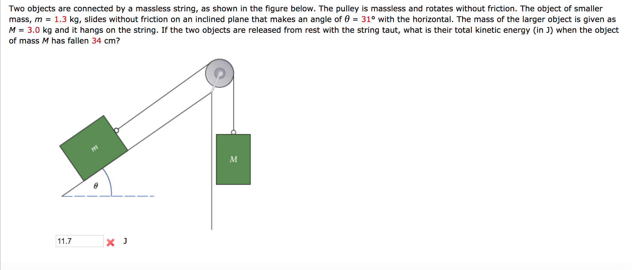 Solved Two Objects Are Connected By A Massless String As