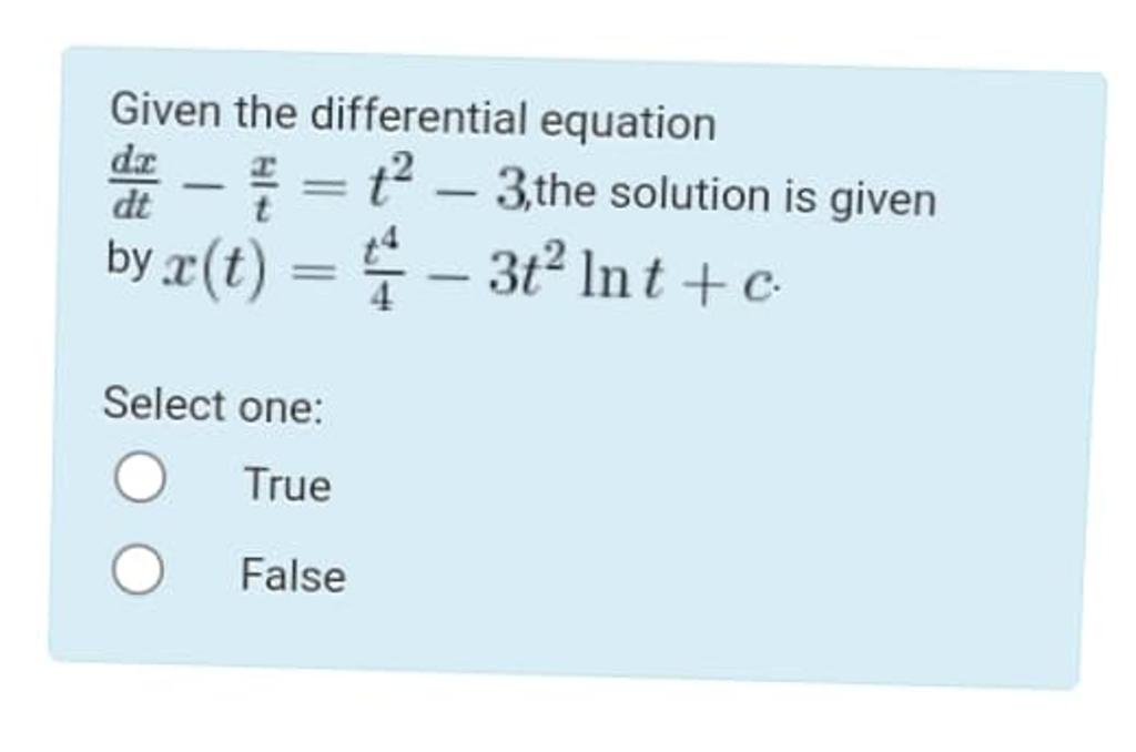 Solved The given differential equation dx dt differential | Chegg.com