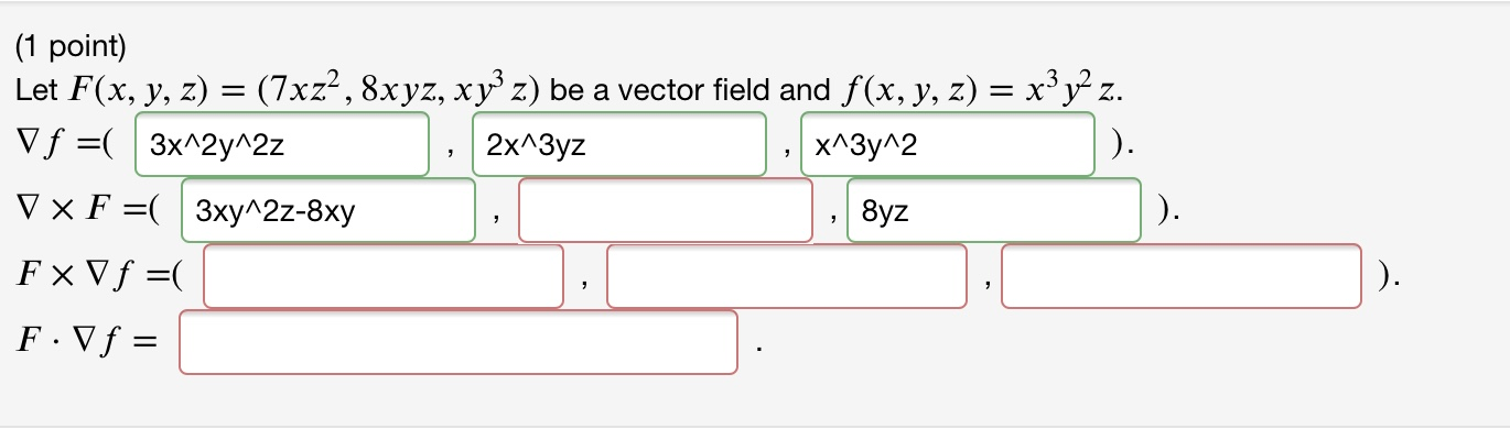 Solved (1 point) Find a formula Ě = ( F1(x, y), F2(x, y) ) | Chegg.com