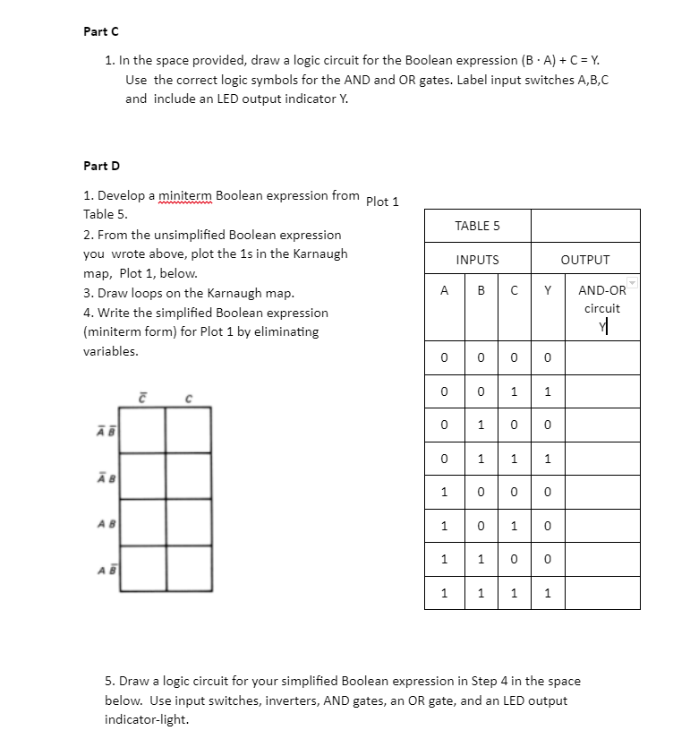 Solved Part C 1. In the space provided, draw a logic circuit | Chegg.com