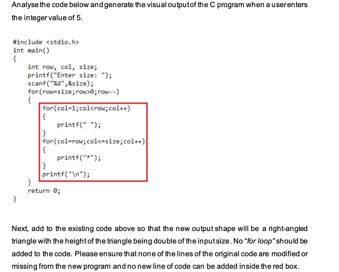 Solved Analyse the code below and generate the visual | Chegg.com