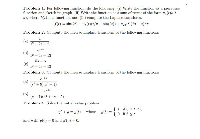 Solved Problem 1: For following function, do the following: | Chegg.com
