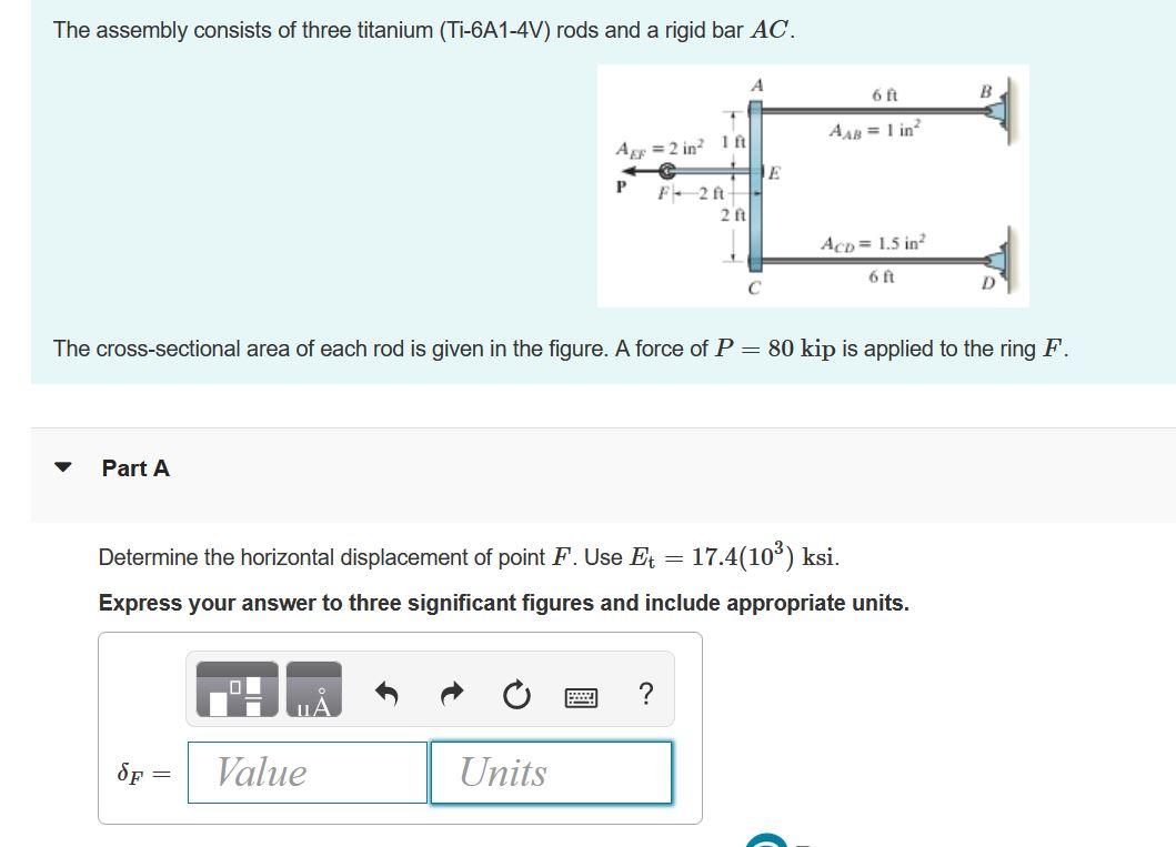 Solved The assembly consists of three titanium (Ti-6A1-4V) | Chegg.com