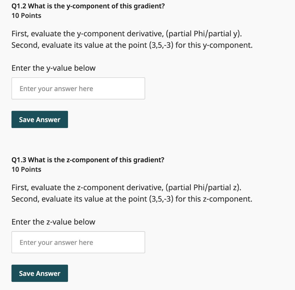 Solved Q1.2 What is the y-component of this gradient? 10 | Chegg.com