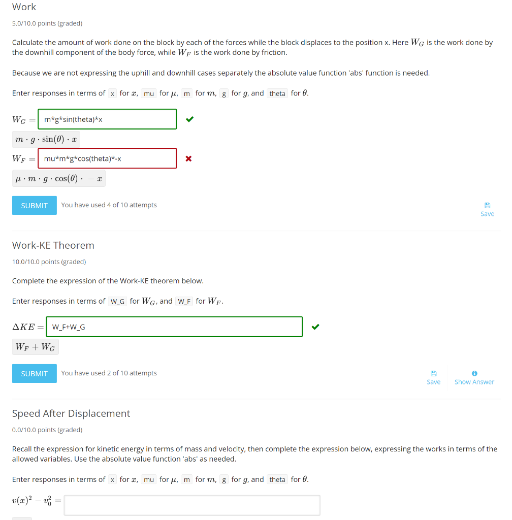 Solved A block of mass m slides either up or down a ramp | Chegg.com