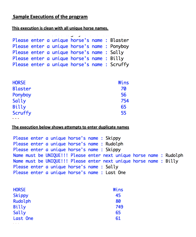 want you to write a Horse Racing simulation. This | Chegg.com