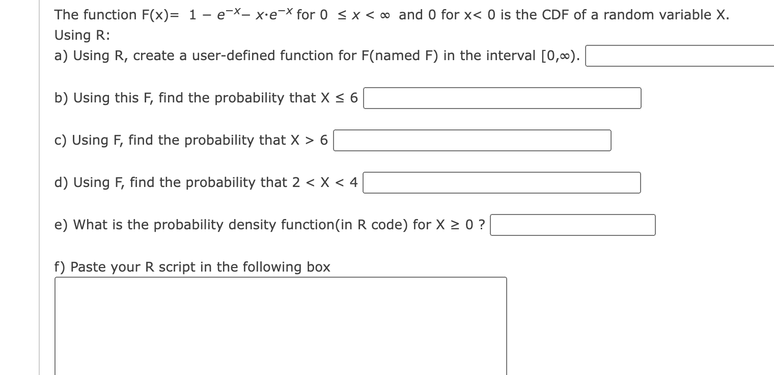 Solved The Function Fx1−e−x−x⋅e−x For 0≤x 