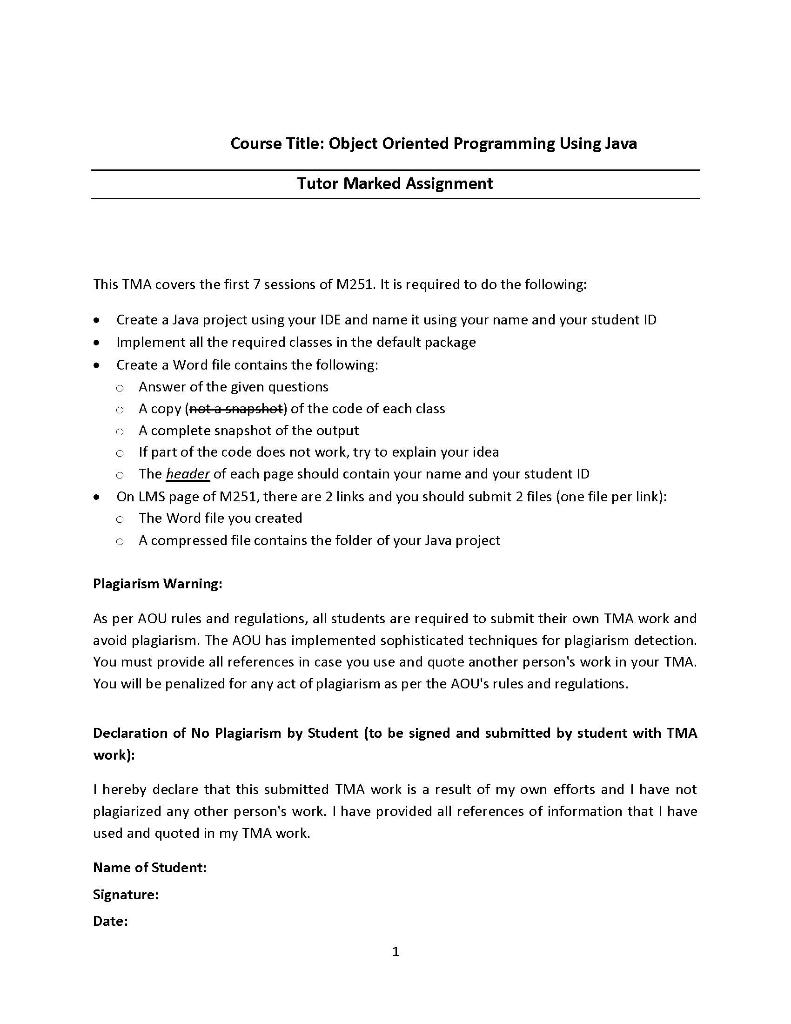 Solved Course Title Object Oriented Programming Using Java 0526