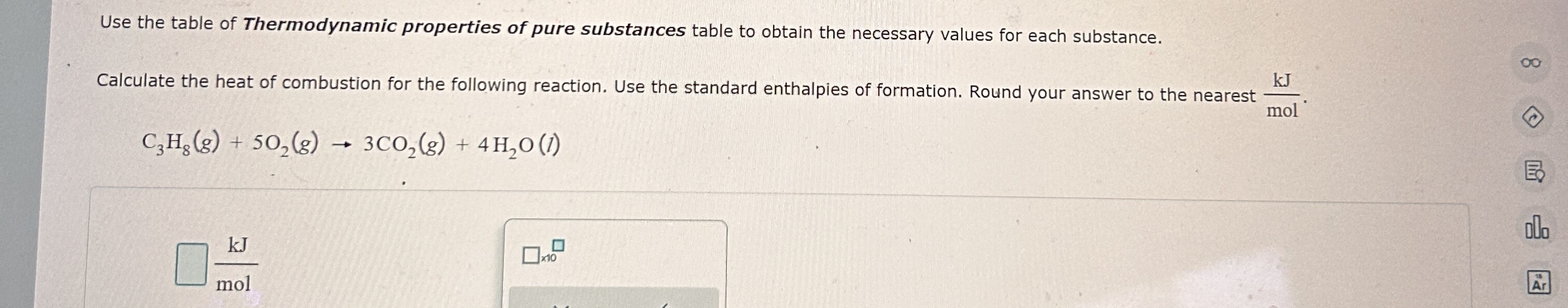 Solved Use the table of Thermodynamic properties of pure | Chegg.com