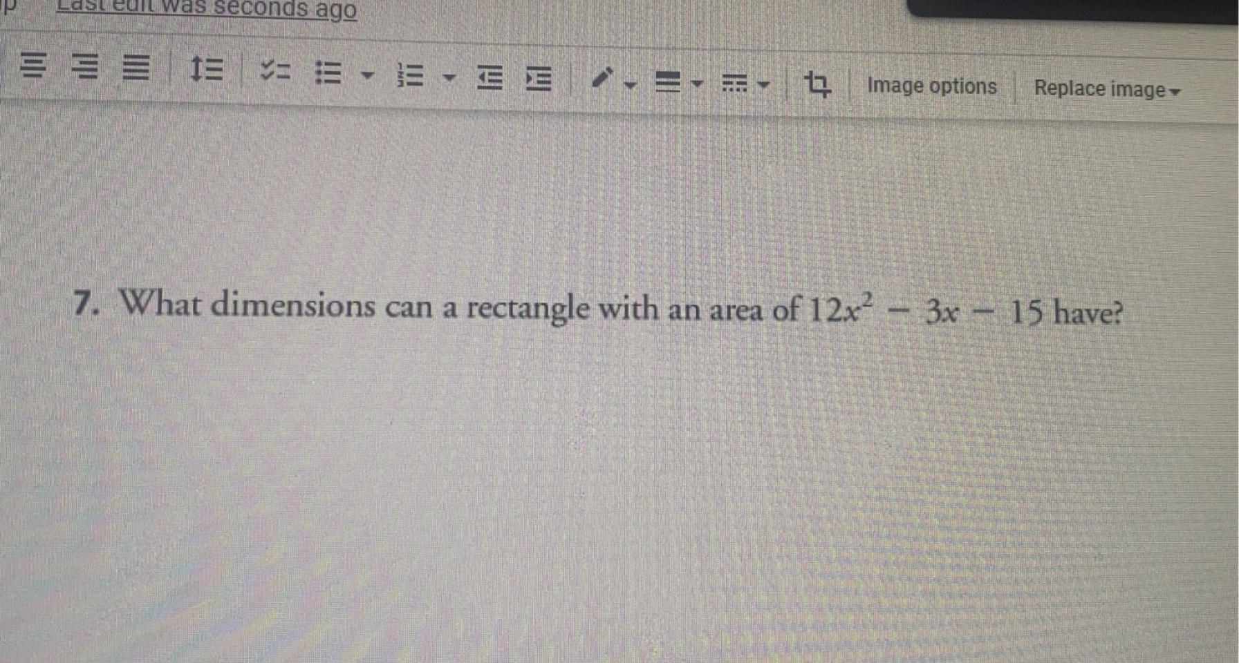 Solved What dimensions can a rectangle with an area of 12x^2 | Chegg.com