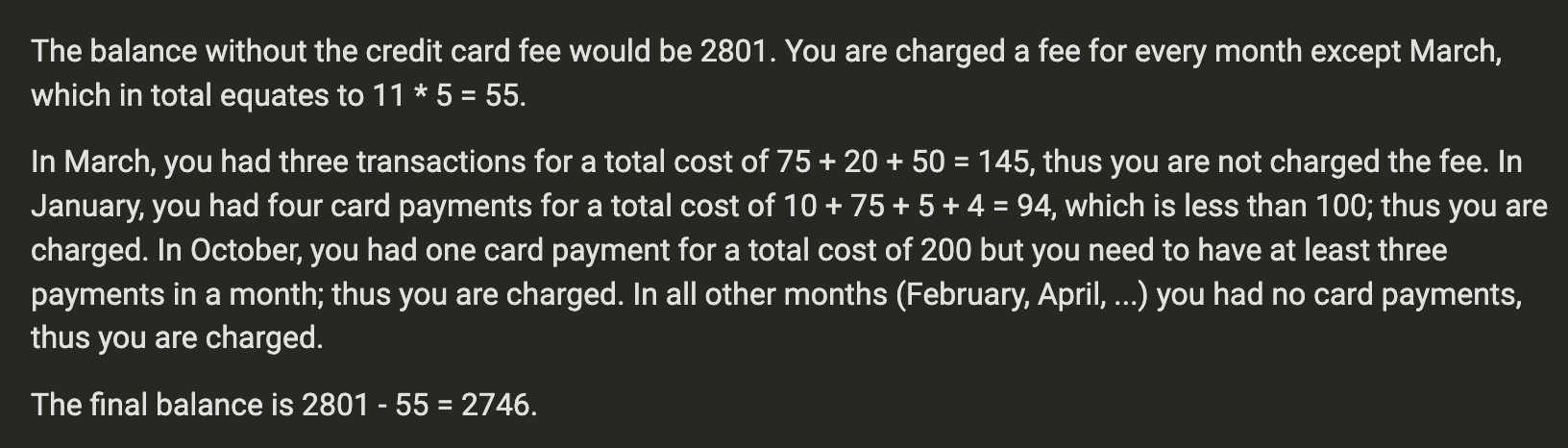 Solved You are given a history of your bank account | Chegg.com