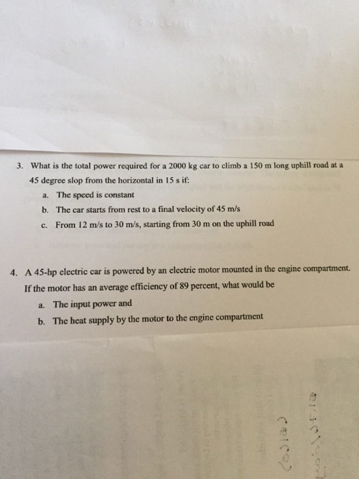 Solved What is the total power required for a 2000 kg car to | Chegg.com
