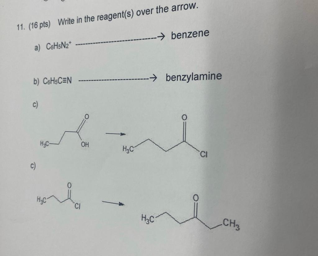 Solved b) C6H5C≡N benzylamine c) c) | Chegg.com
