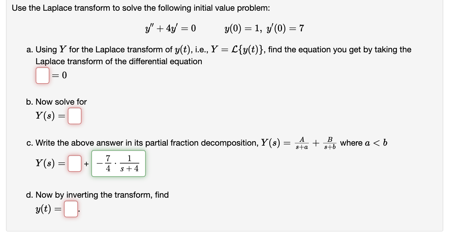 Solved Use the Laplace transform to solve the following | Chegg.com