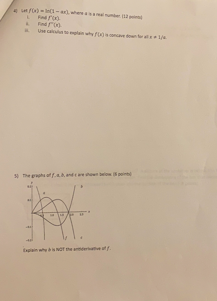 Solved Let f(x)=ln(1-ax), ﻿where a ﻿is a real number. (12 | Chegg.com