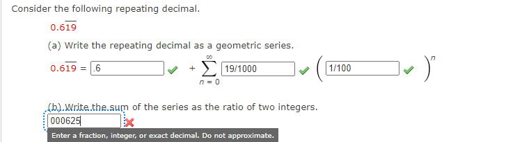 Solved Consider the following repeating decimal. 0.619 (a) | Chegg.com