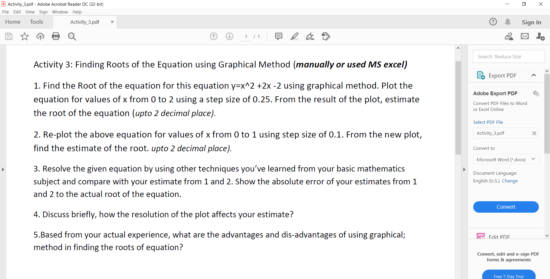Solved Activity_3.pdf - Adobe Acrobat Reader DC (32-bit) | Chegg.com