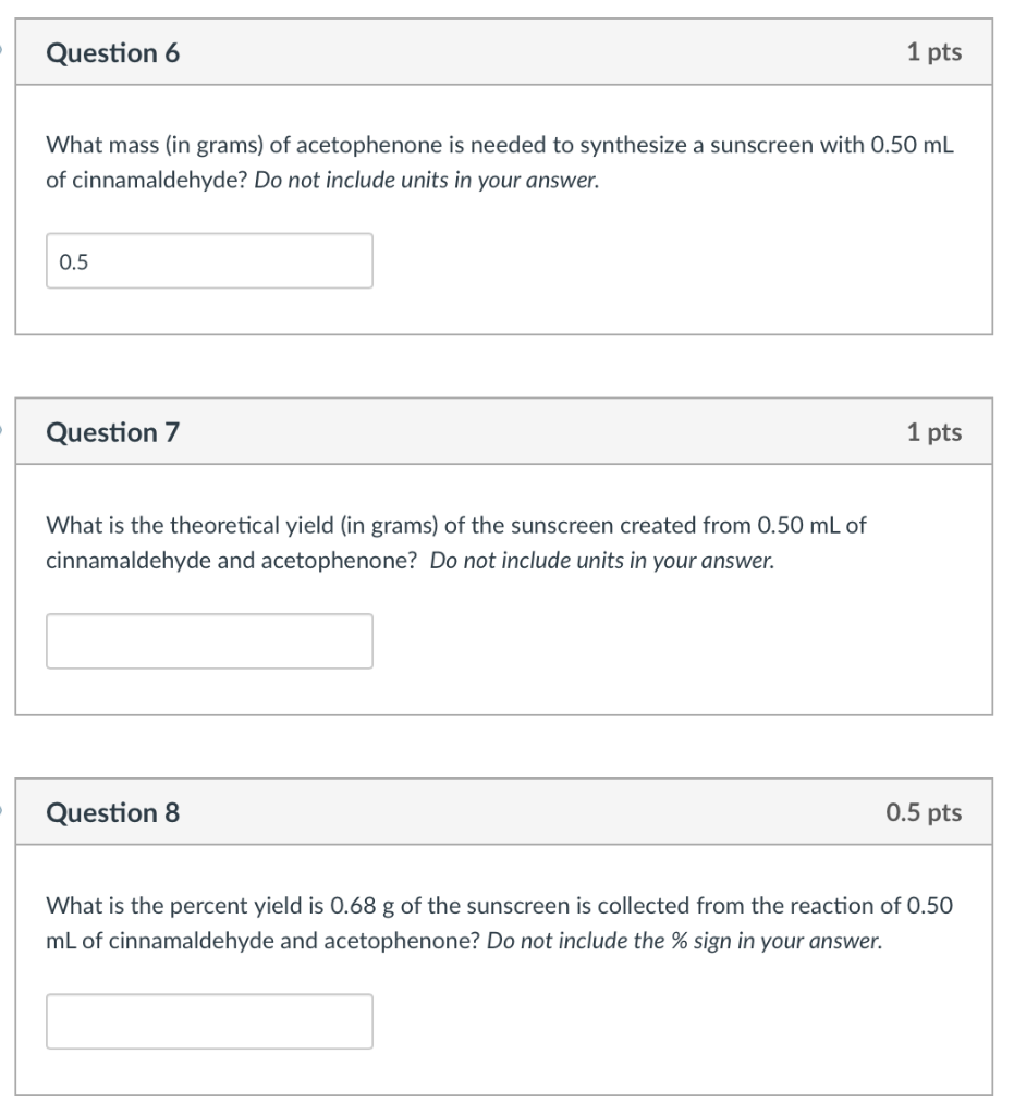 Solved Question 6 1 pts What mass (in grams) of acetophenone | Chegg.com