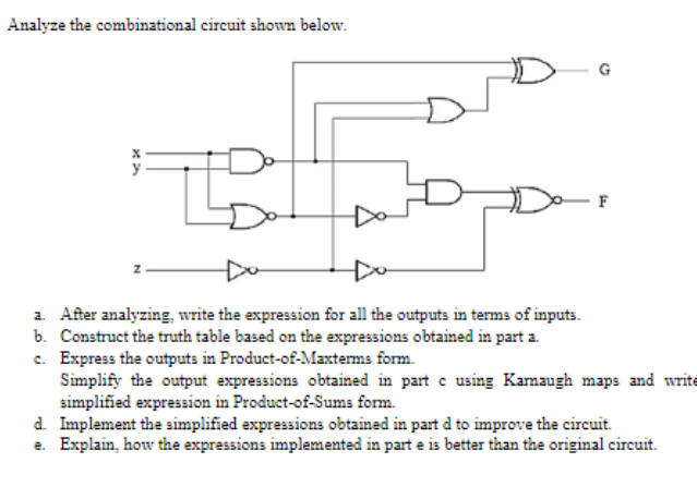 Solved Analyze the combinational circuit shown below. у ba F | Chegg.com