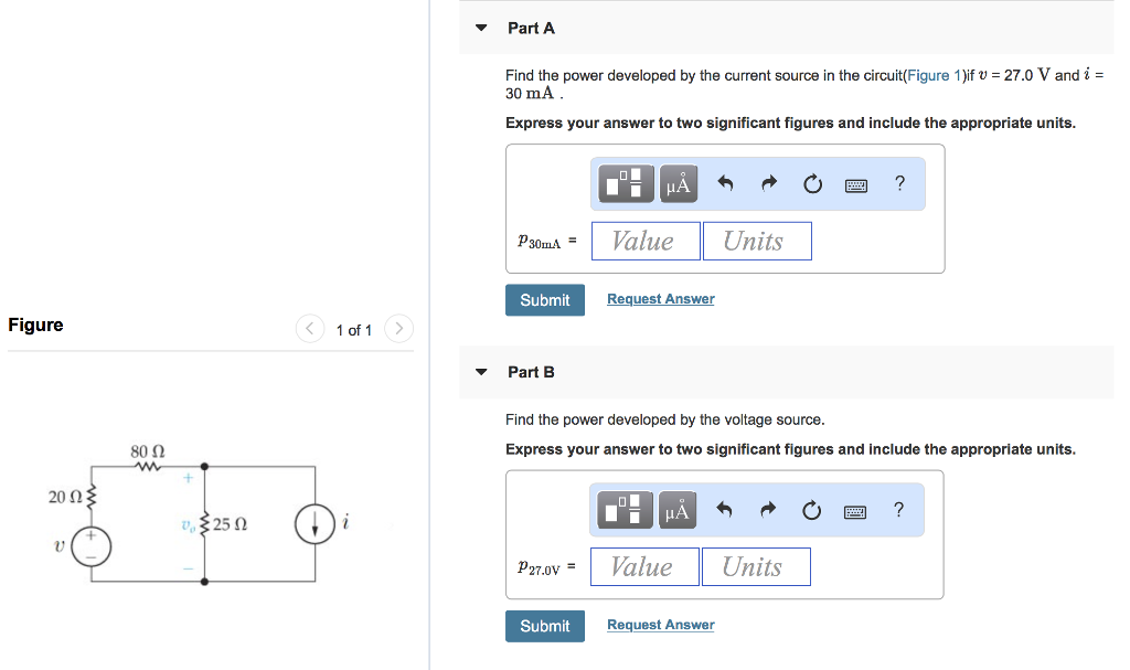 Solved Part A Find the power developed by the current source | Chegg.com