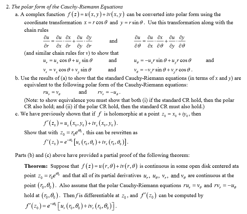 Solved ôu ôy 2. The polar form of the Cauchy-Riemann | Chegg.com