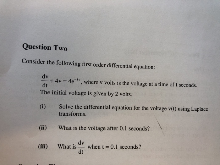 Solved Question Two Consider the following first order | Chegg.com