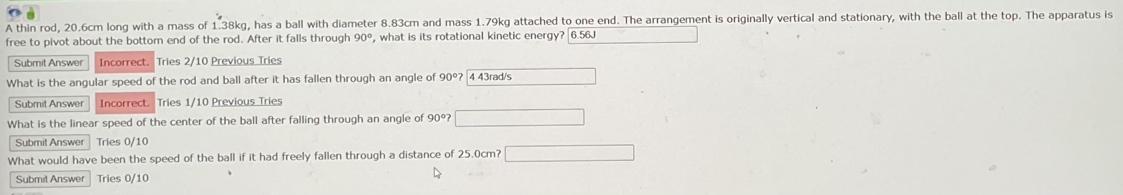 Solved free to pivot about the bottom end of the rod. After | Chegg.com