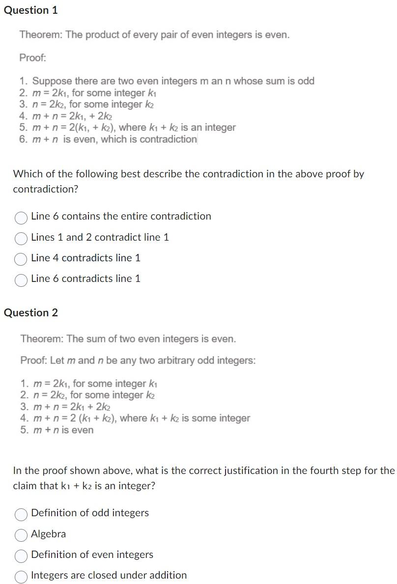 Solved Theorem: The product of every pair of even integers | Chegg.com