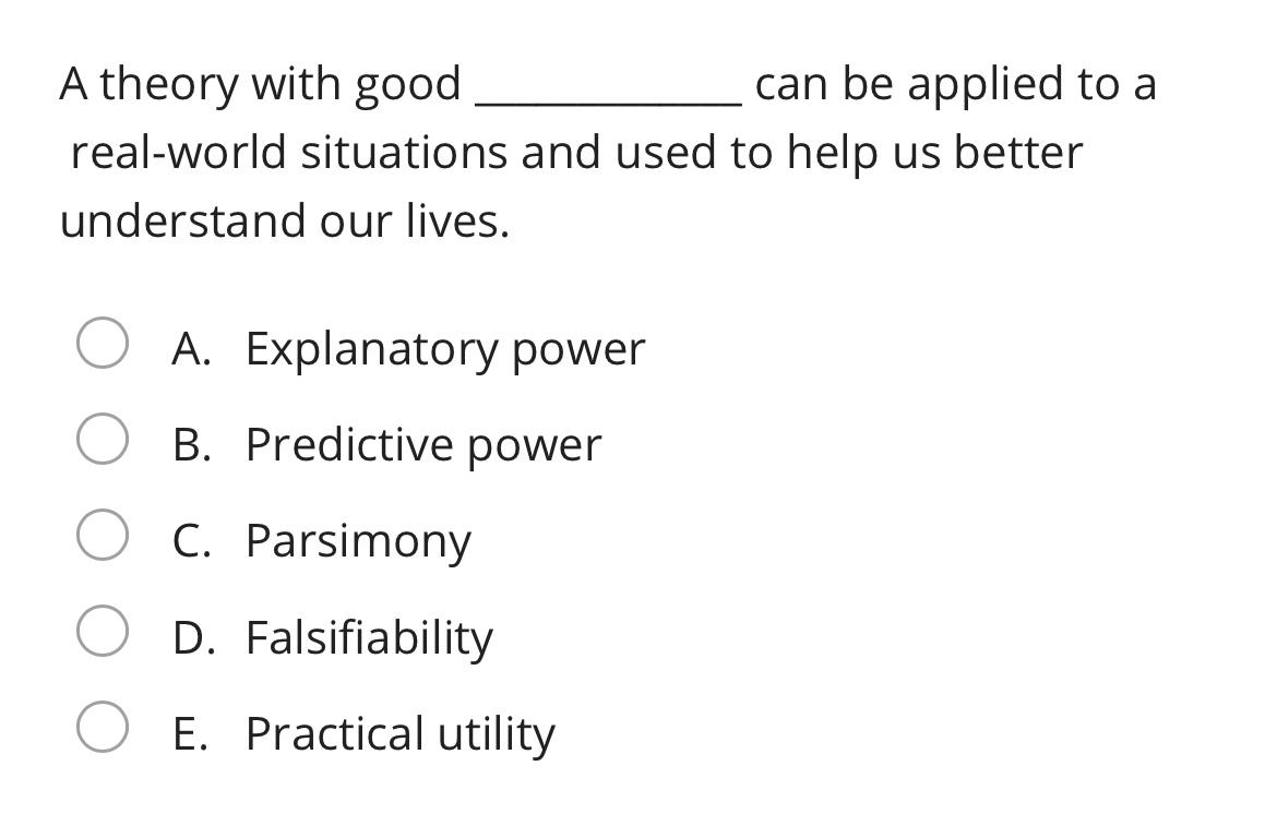 Solved A theory with good can be applied to a real-world | Chegg.com