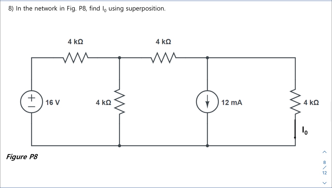 Solved 8) In the network in Fig. P8, find I0 using | Chegg.com